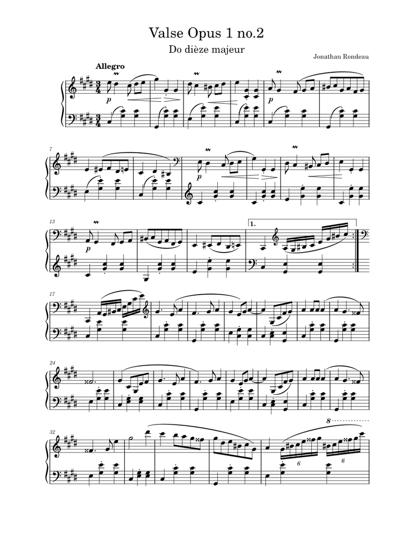 Valse en Do# Mineur, Op.1 no.2 Sheet Music for Piano (Solo) | MuseScore.com