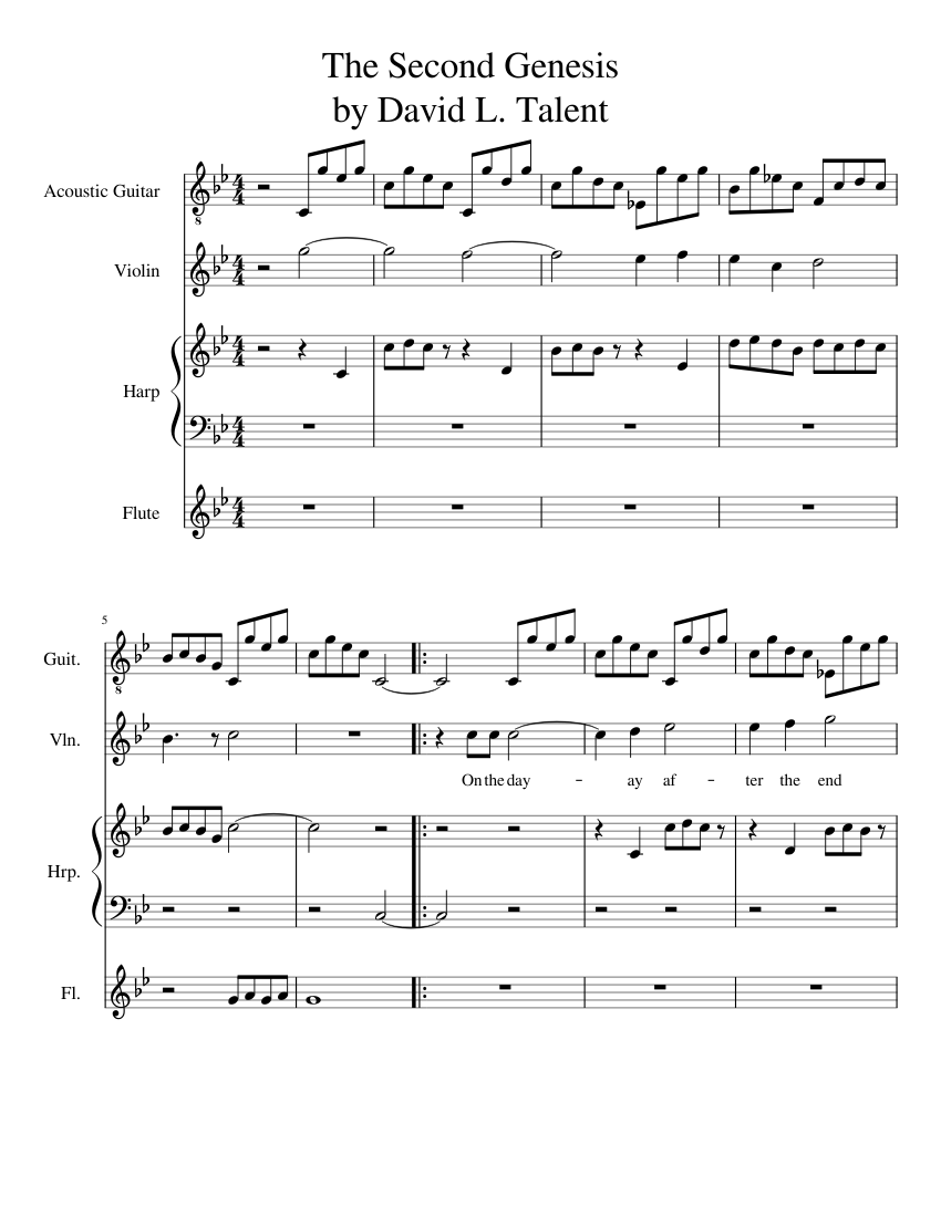 The Second Genesis Sheet music for Flute, Violin, Cello, Guitar & more ...
