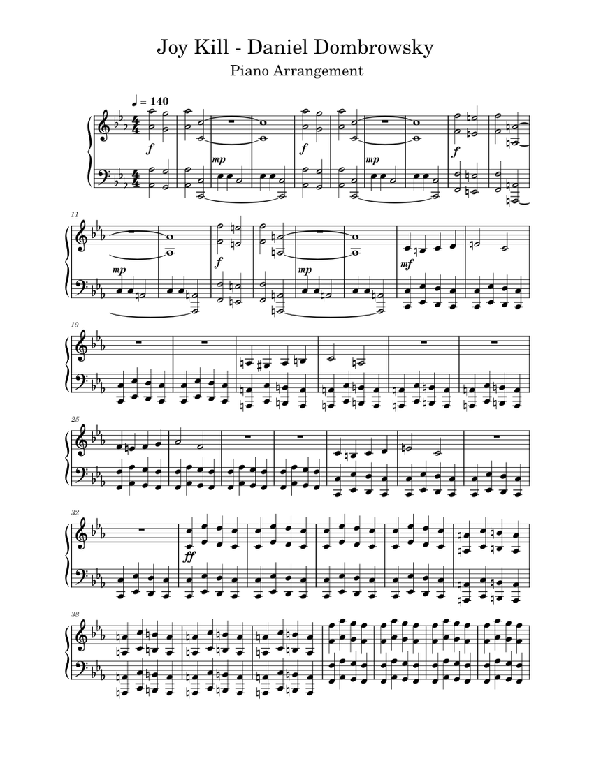 Joy Kill - Dark Deception – Daniel Dombrowsky Sheet music for Piano ...