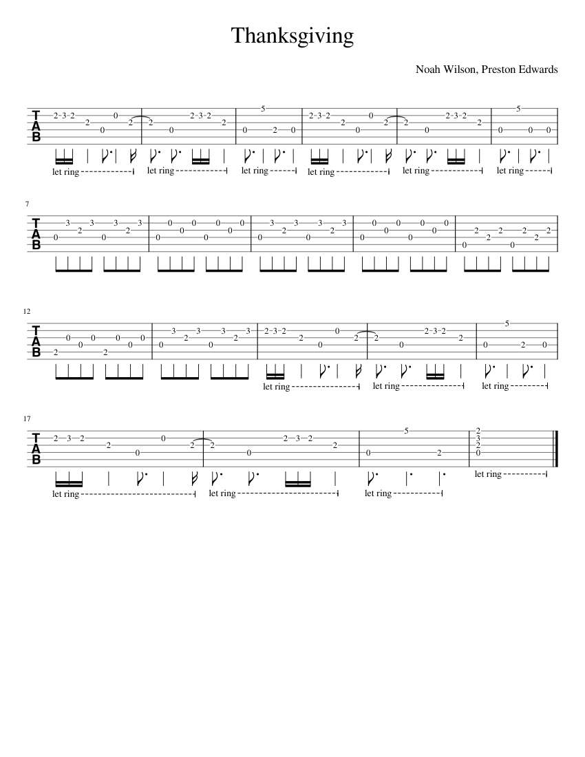 Thanksgiving Sheet music for Guitar (Solo) | Musescore.com