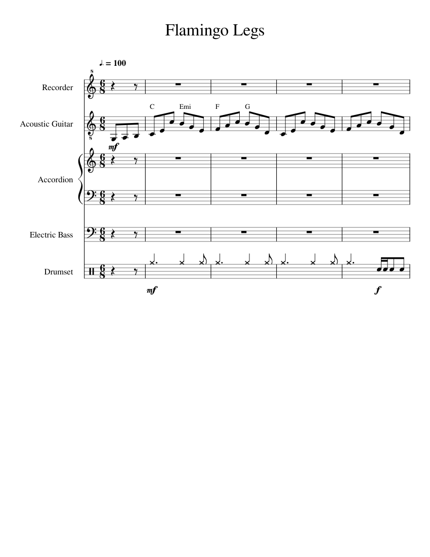 Lemon Demon - Flamingo Legs (Reharmonized, Kinda) Sheet music for ...