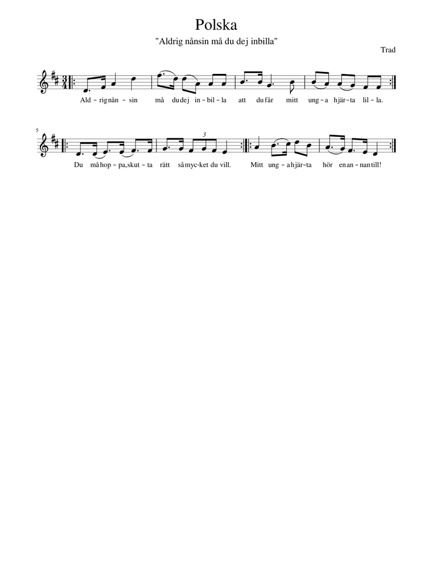 Traditional music - Polska Sheet music for Piano (Solo) Easy ...