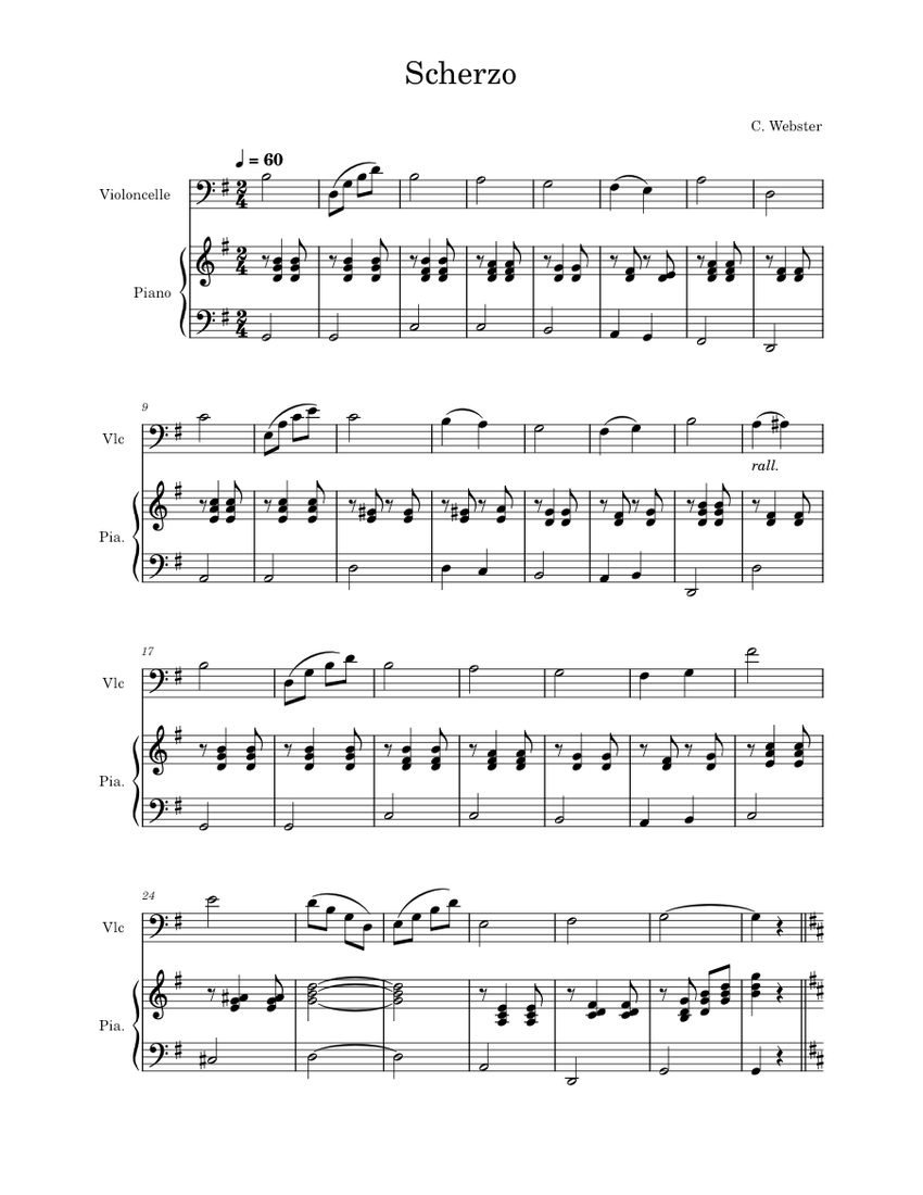 Scherzo by C. Webster Sheet music for Piano, Cello (Piano Duo ...