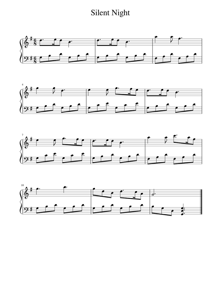 Silent night – Misc Christmas Sheet music for Piano (Solo) Easy ...