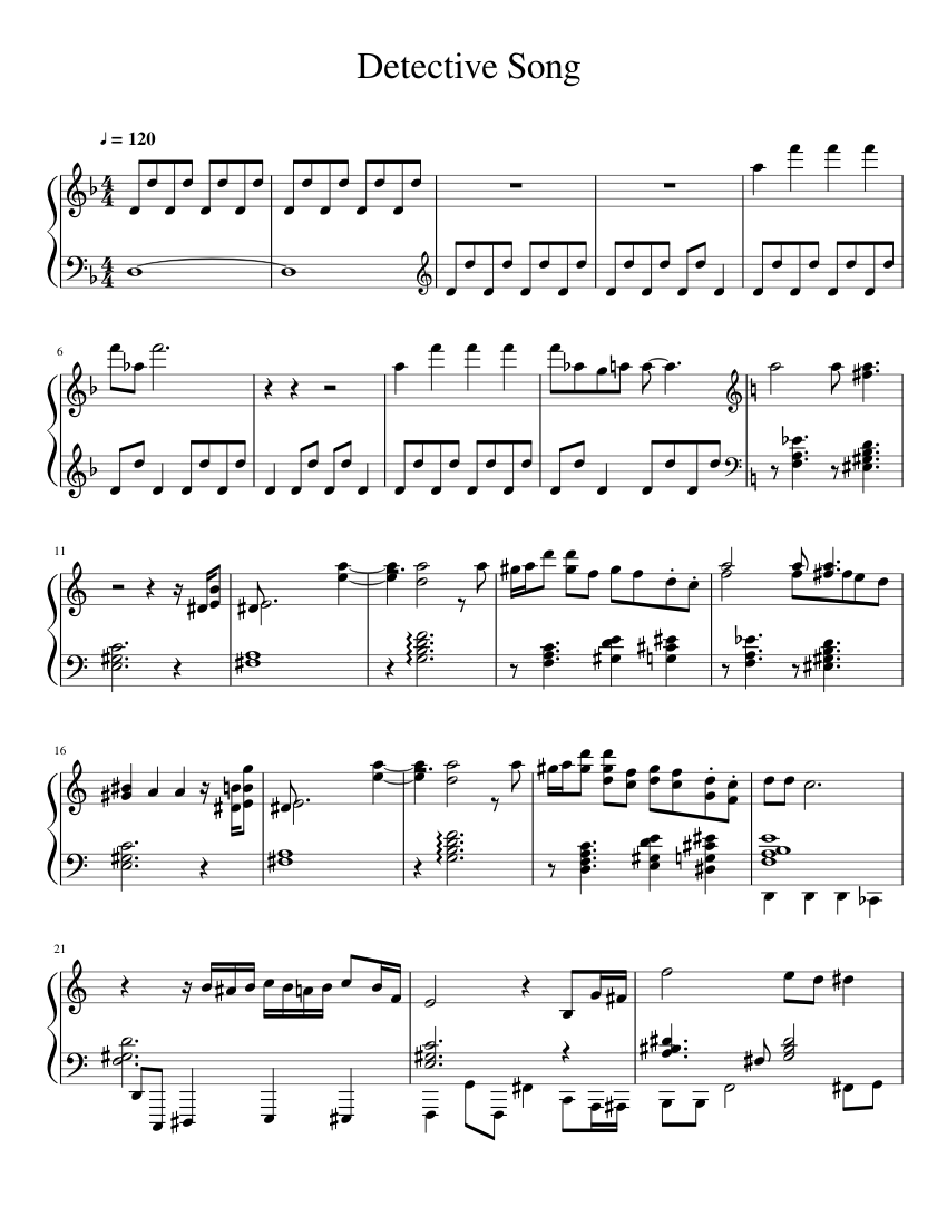 Detective Song Sheet music for Piano (Solo) | Musescore.com