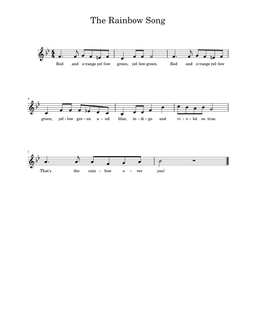 The rainbow song – Barney & Friends Sheet Music for Piano (Solo) easy ...