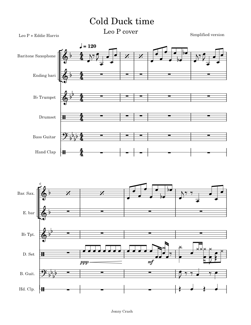 Cold duck time – Eddie Harris Leo P cover Sheet Music for Saxophone ...