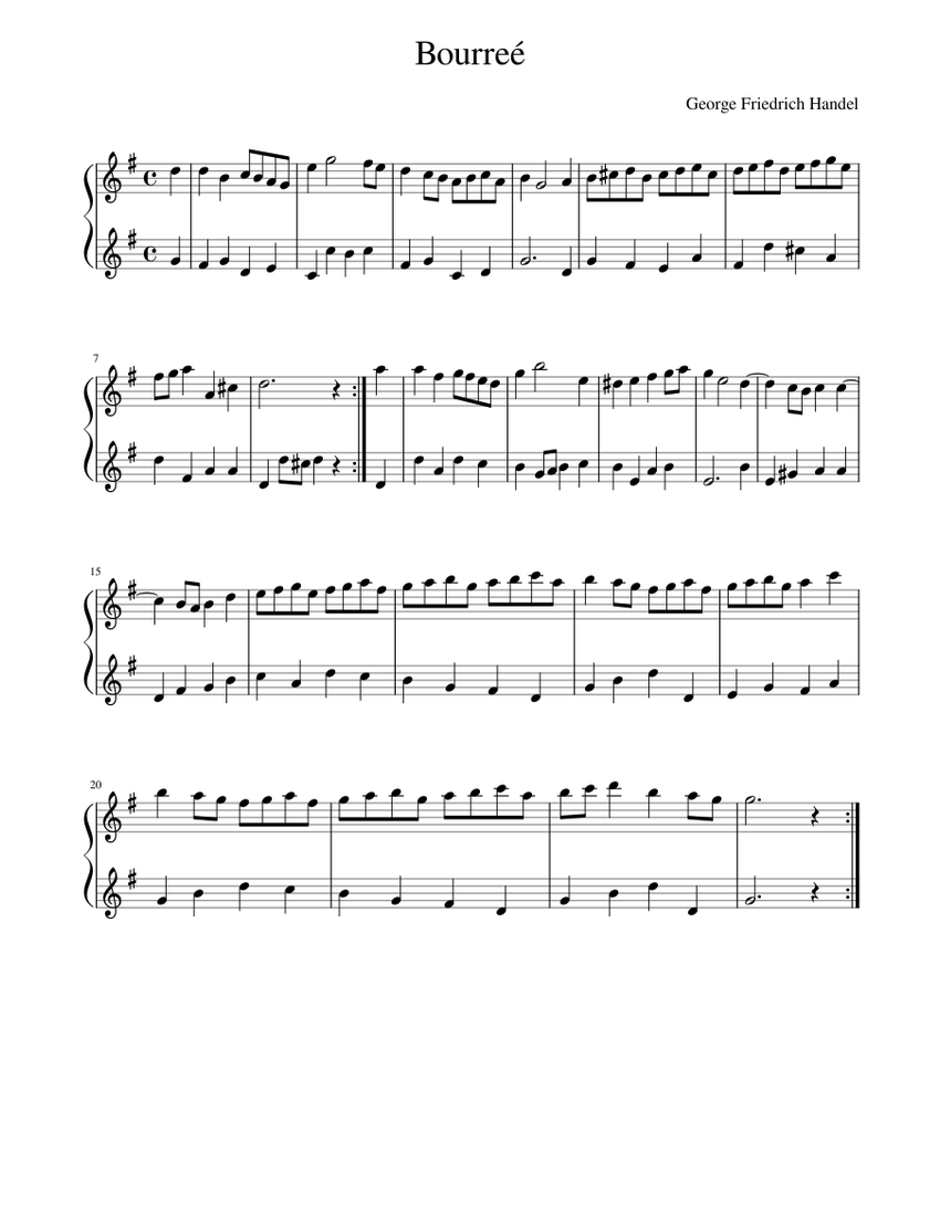 Bourreé Sheet music for Piano (Solo) Easy | Musescore.com