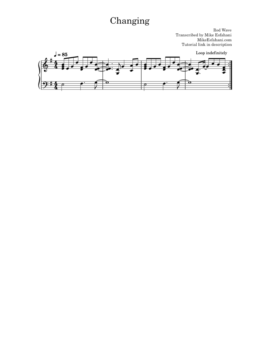 Changing - Rod Wave Sheet music for Piano (Solo) Easy | Musescore.com