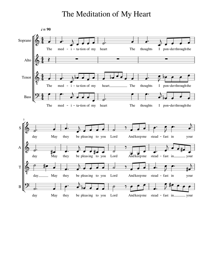 The Meditation of My Heart Sheet Music for Vocals (Choral) | MuseScore.com
