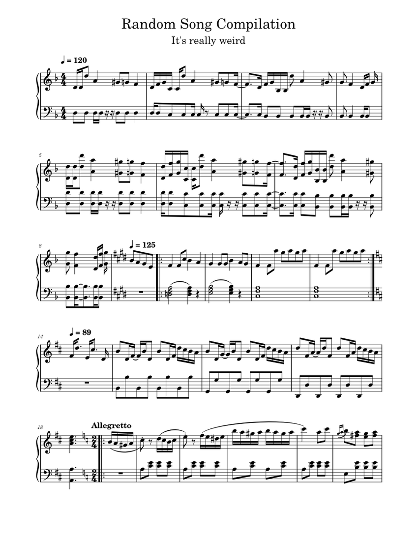 Random Song Compilation Sheet music for Piano (Solo) | Musescore.com