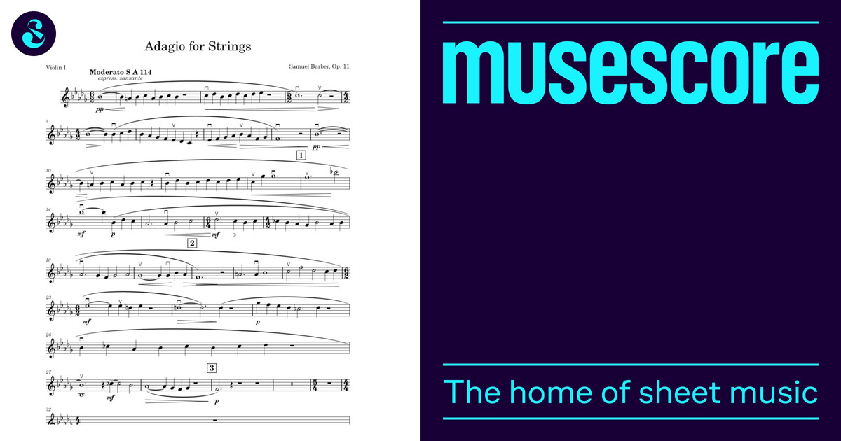Adagio for Strings – Samuel Barber Sheet Music for Violin (Solo ...