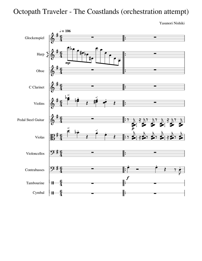 Octopath Traveler - The Coastlands (orchestration attempt) Sheet Music ...