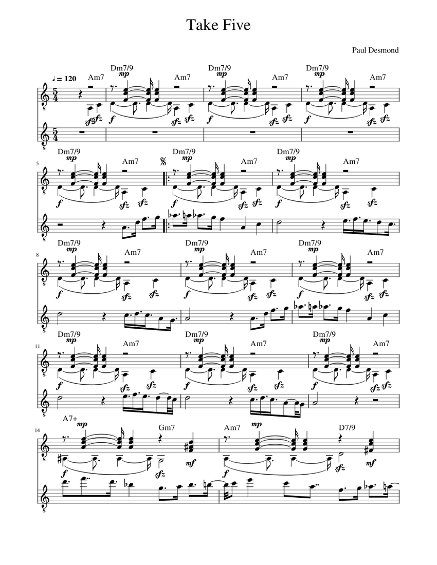 take five guitar chords tutorial