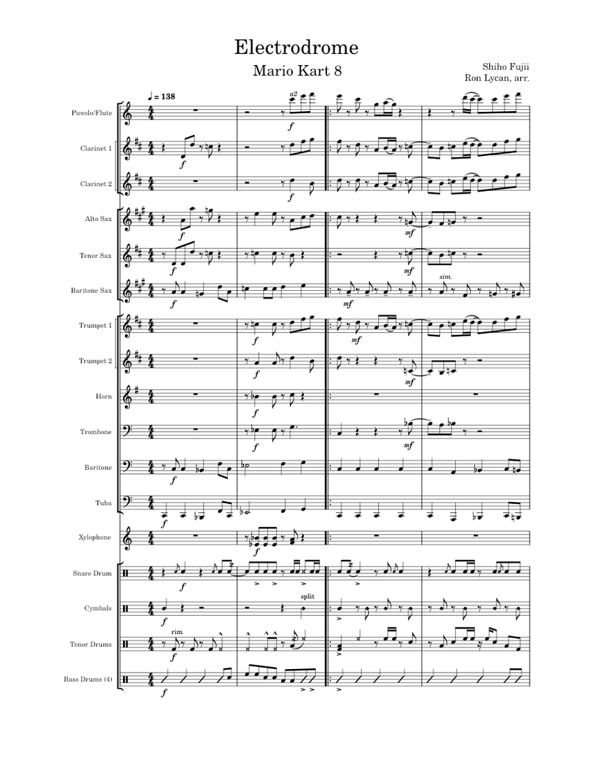 Electrodrome - Mario Kart 8: Marching Pep Band Sheet Music for Trombone ...