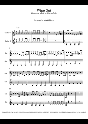 Play Official version of Wipe out Sheet Music by The Surfaris for ...