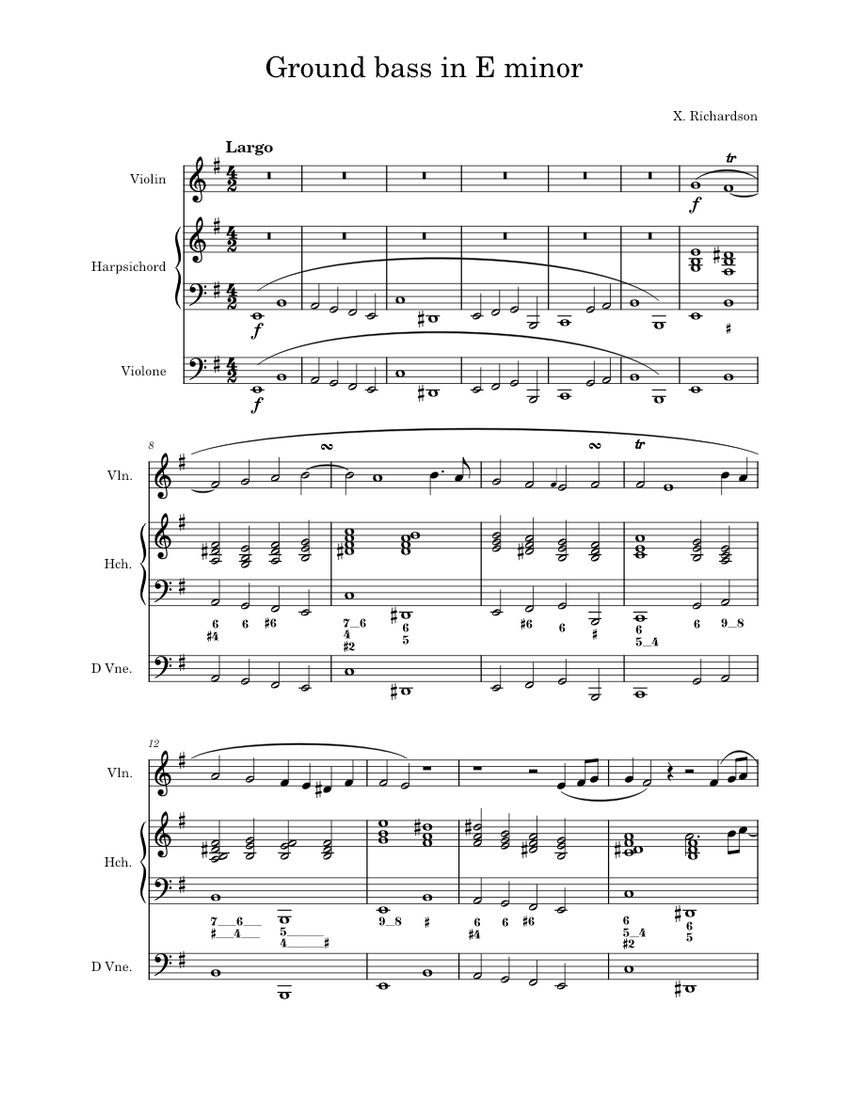 ground bass 0.1 Sheet music for Harpsichord, Violin, Viol (Mixed Trio ...