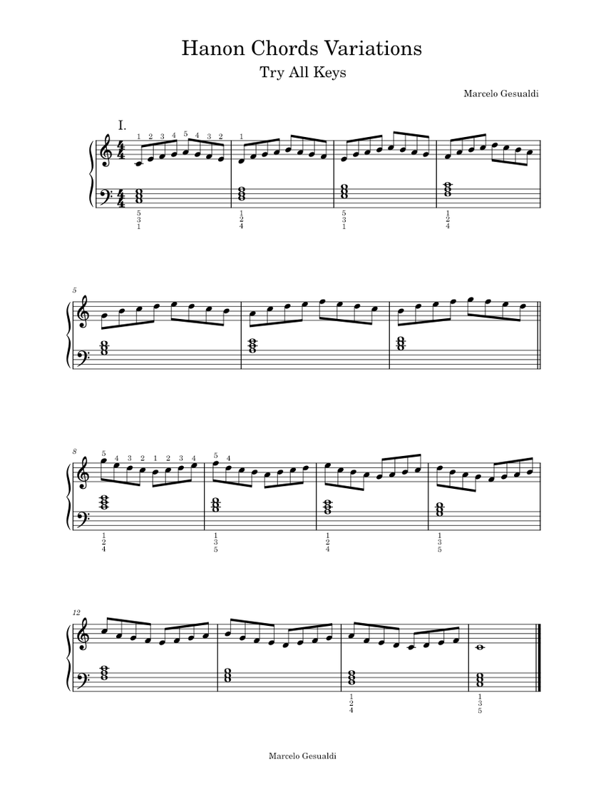 Hanon Chords Variations Sheet Music for Piano (Solo) Easy | MuseScore.com