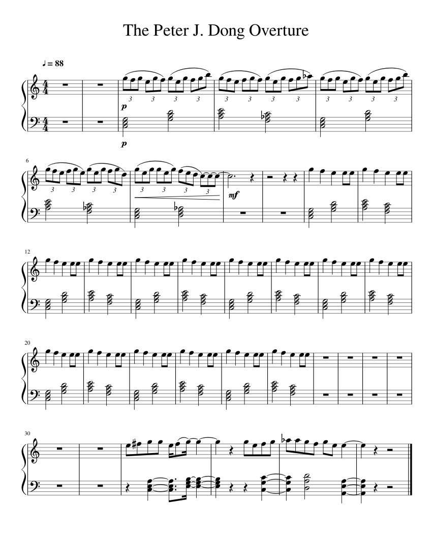 The Peter J Dong Overture Sheet music for Piano (Solo) Easy | Musescore.com