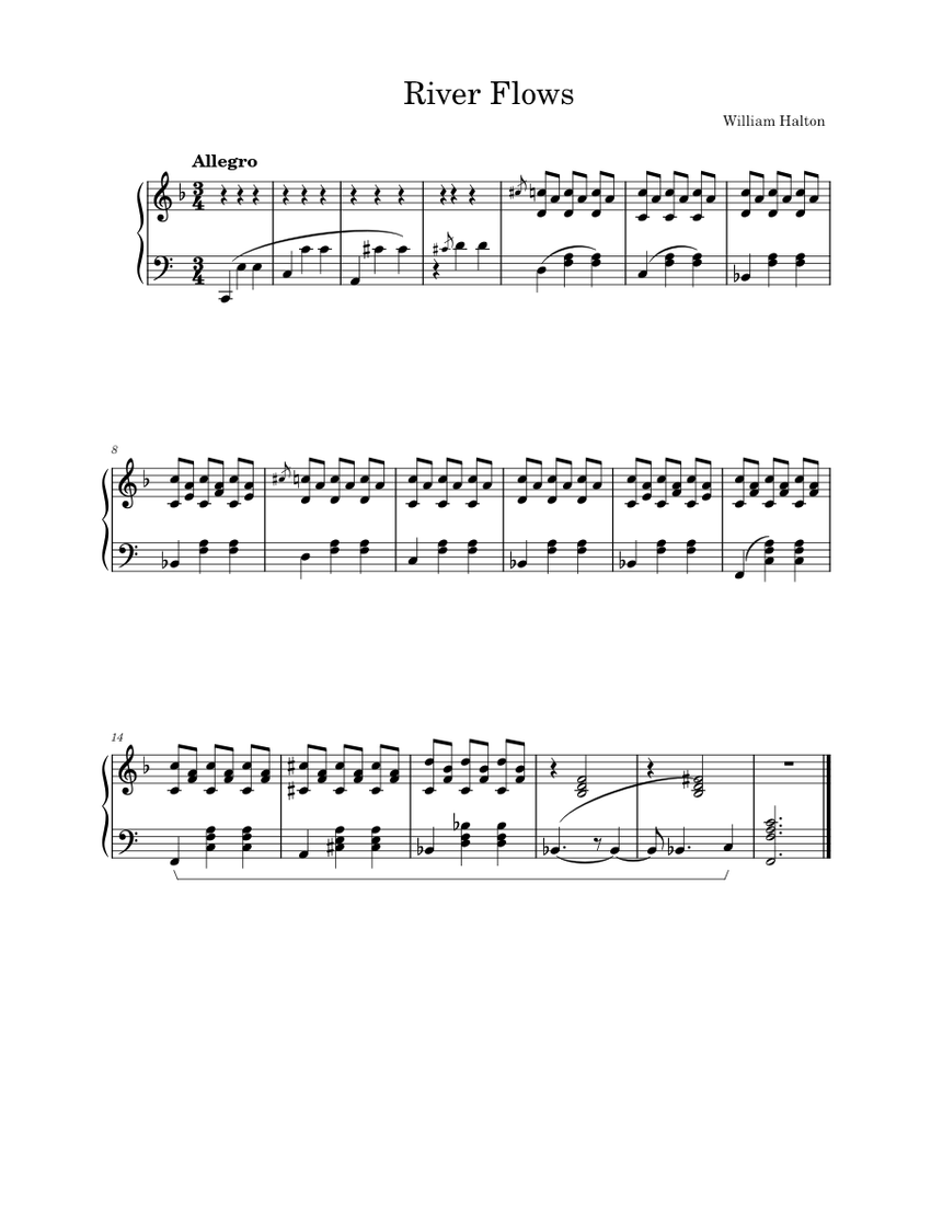 River Flows - William Halton - piano tutorial