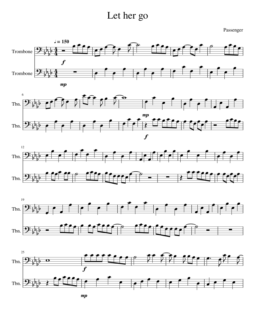 Let_her_go Sheet music for Trombone (Brass Duet) | Musescore.com