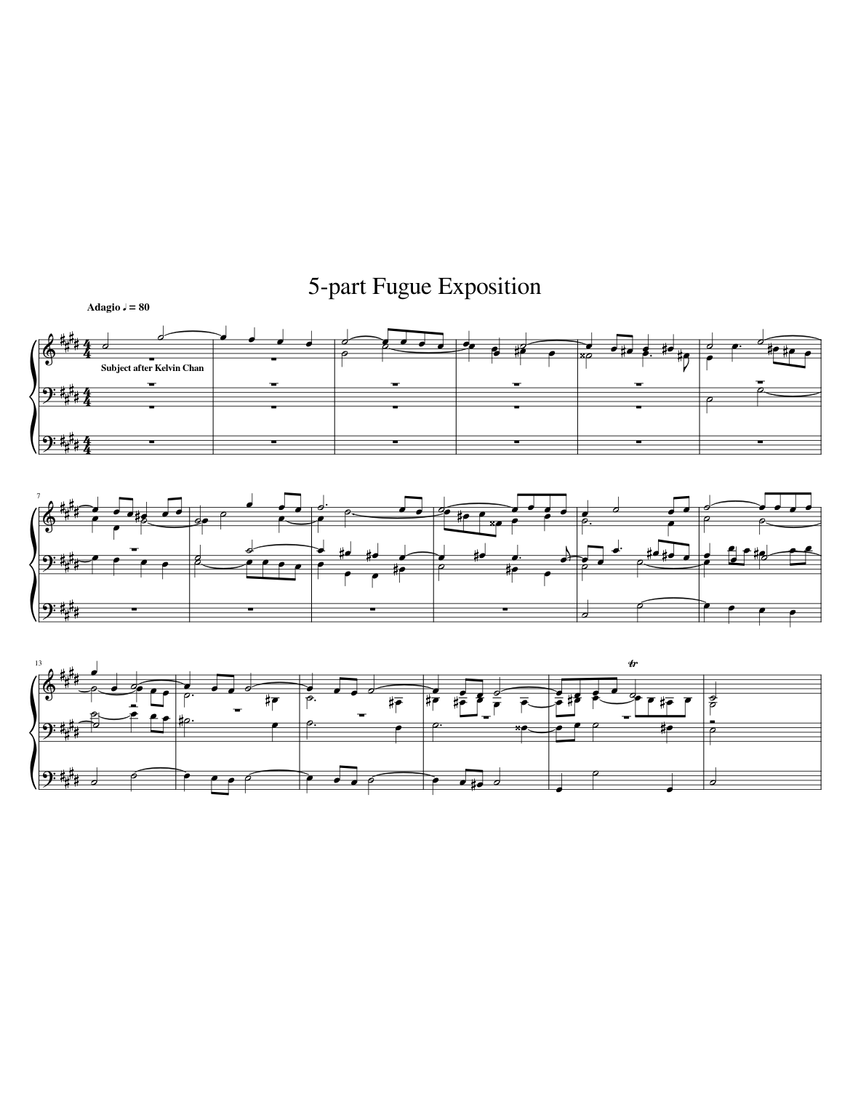 5-part Fugue Exposition Sheet Music for Organ (Mixed Duet) | MuseScore.com