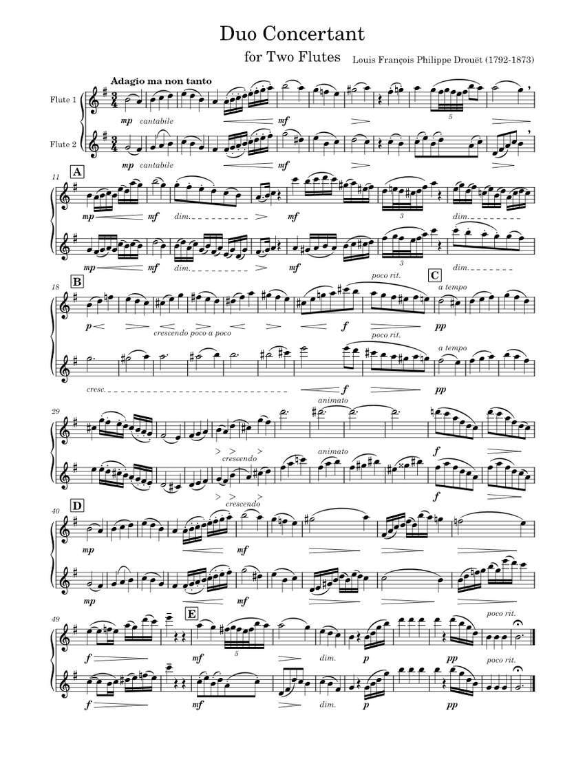 Duo Concertant for Two Flutes - Adagio ma non tanto (Drouët) – Louis ...