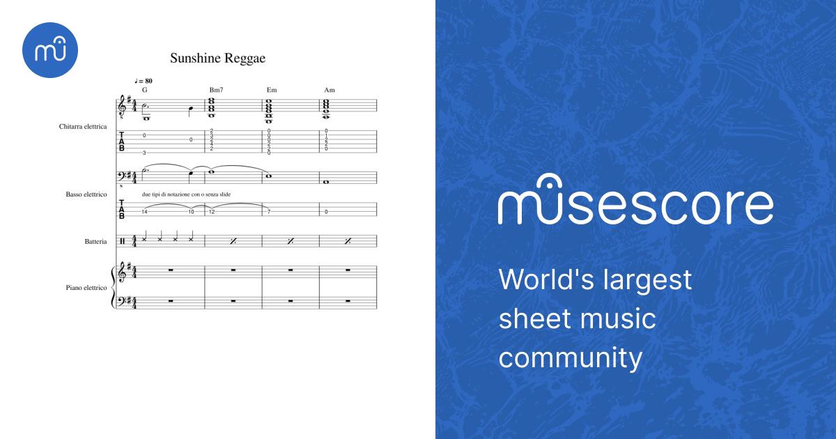 Sunshine Reggae Sheet Music and Tab with Chords for Piano, Guitar, Bass ...