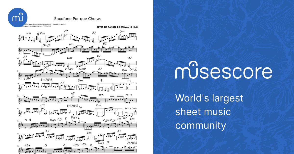 Saxofone Por que Choras (choro) Sheet Music with Chords for Harmonica ...