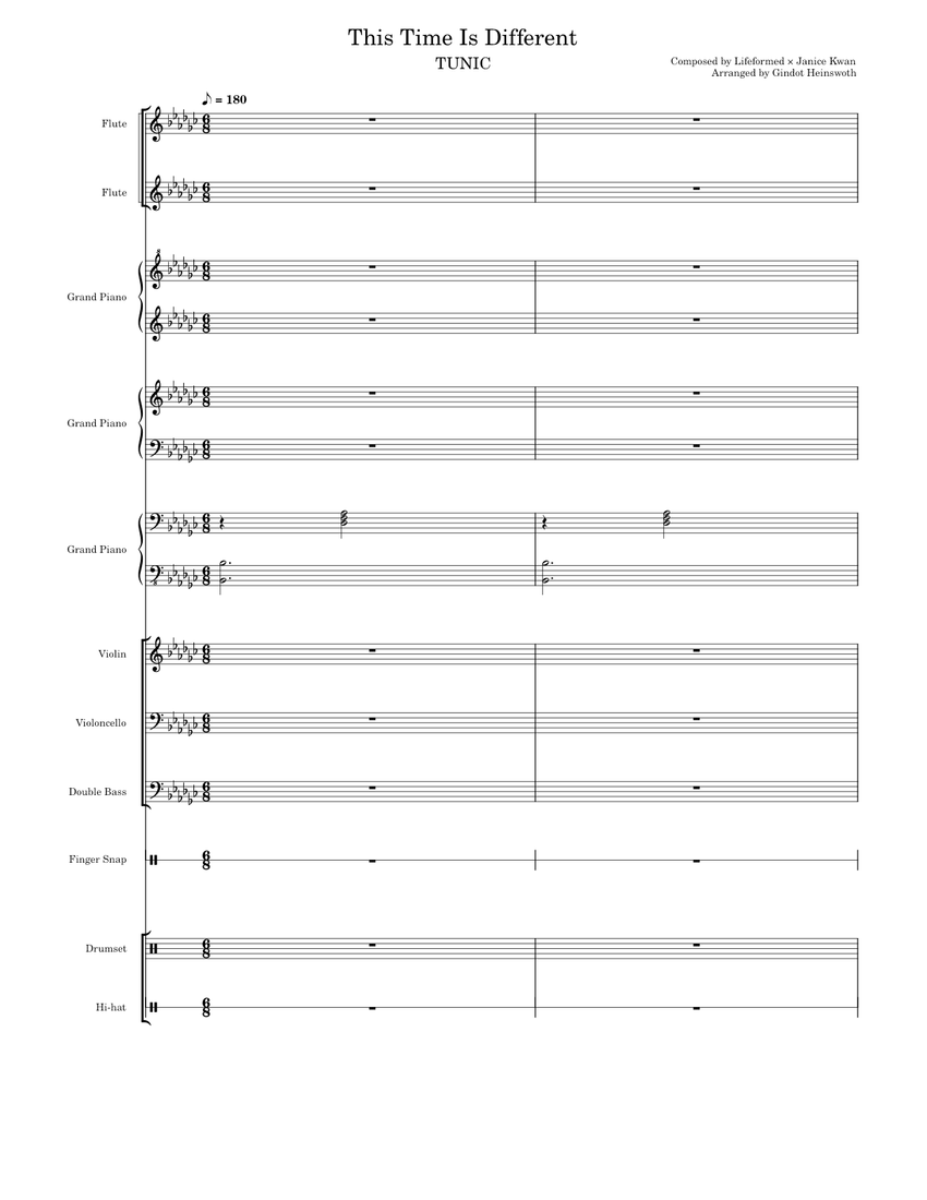 TUNIC: This Time Is Different – Lifeformed & Janice Kwan Sheet Music ...