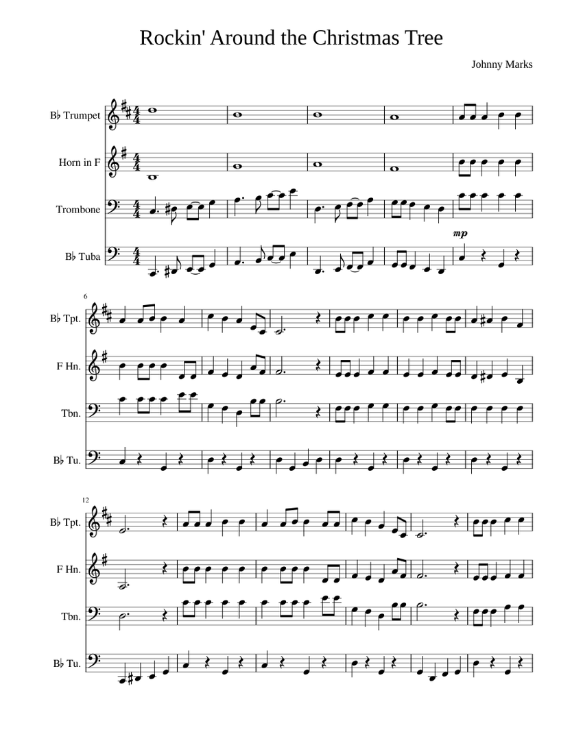 Rockin Around the Christmas Tree Sheet Music for Trombone, Tuba ...