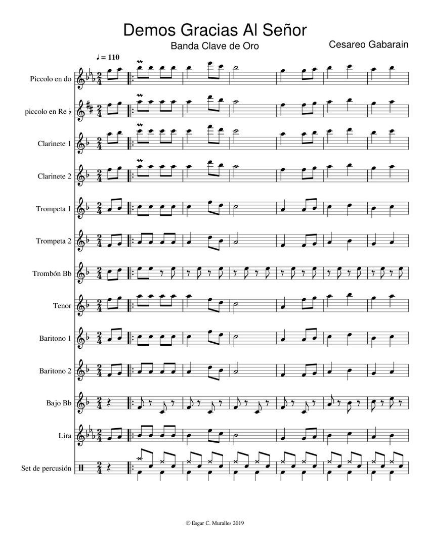 Demos Gracias Al Señor Sheet Music For Trombone Euphonium Tuba Flute