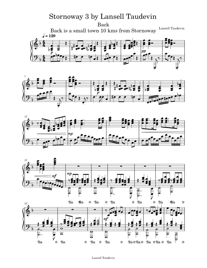 Stornoway 3 (Back) – Lansell Taudevin Sheet Music for Piano (Solo ...