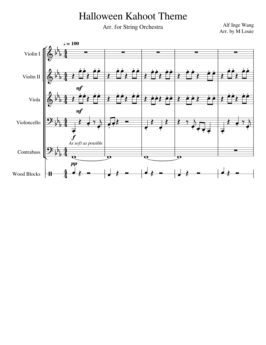 Halloween Kahoot Theme for String Orchestra Sheet music for Contrabass ...