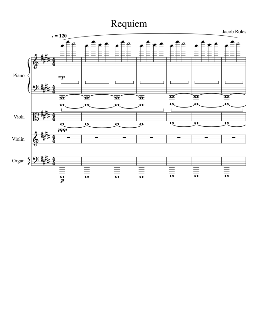 Requiem Sheet music for Piano, Organ, Violin, Viola (Mixed Quartet ...