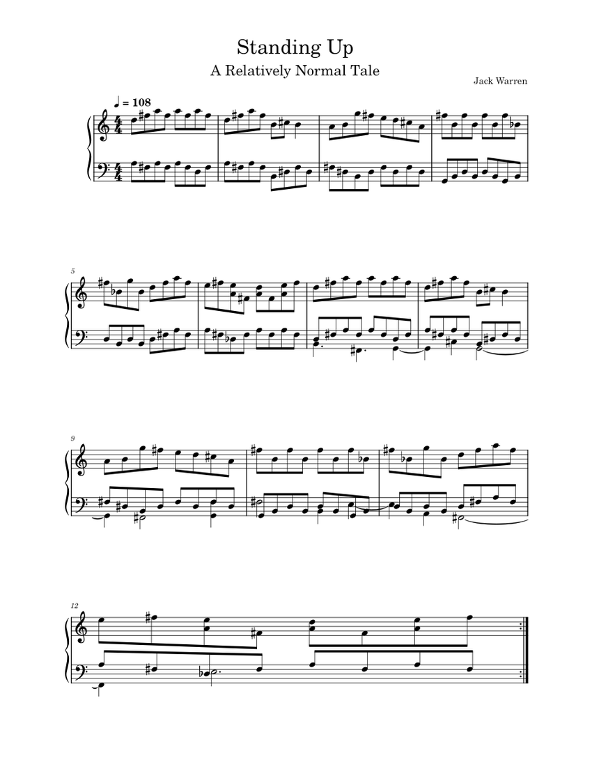 Standing Up - A Relatively Normal Tale Sheet music for Piano (Solo ...