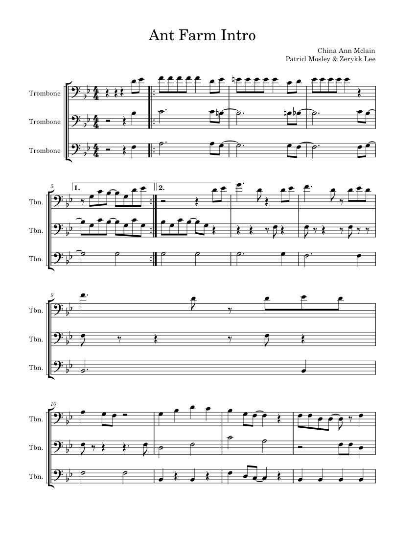 Ant Farm Intro Sheet music for Trombone (Brass Trio) | Musescore.com