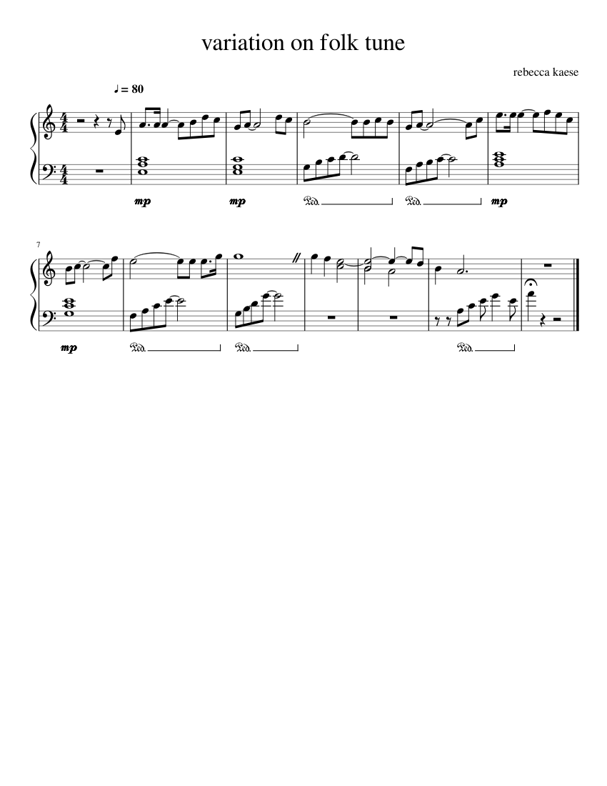 Variation Sheet Music for Piano (Solo) Easy | MuseScore.com