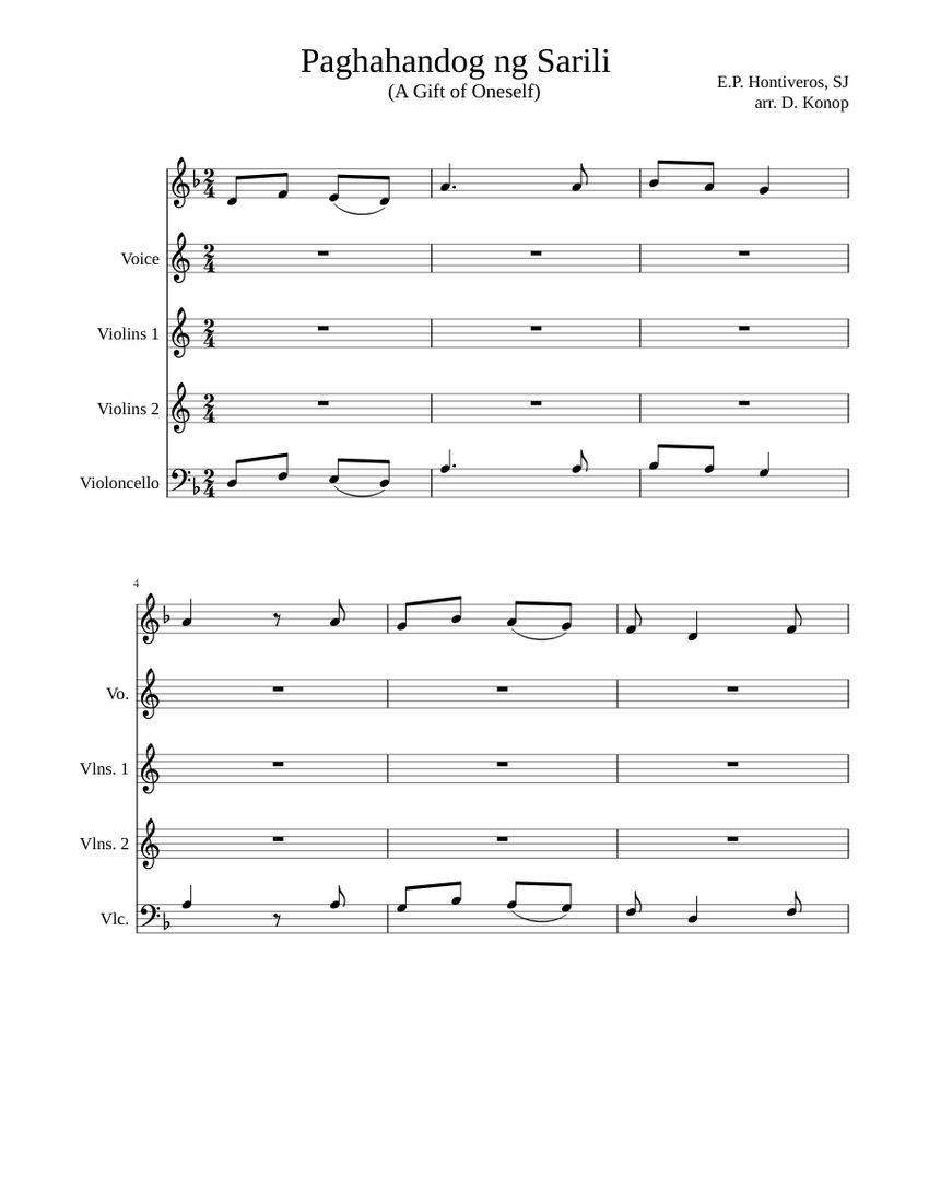 paghahandog ng sarili Sheet music for Piano, Cello, Strings group ...