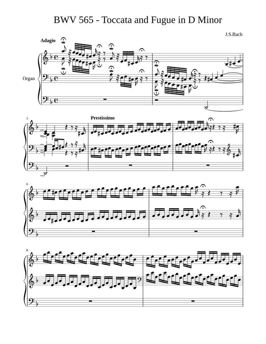 BWV 565 - Toccata and Fugue in D Minor Sheet music for Organ (Solo ...