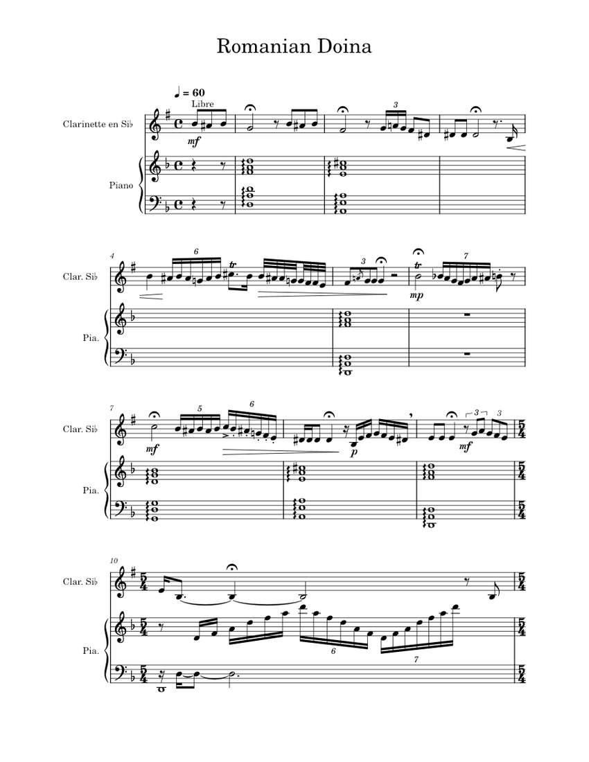 Romanian Doina – Misc Traditional Romanian Doina Sheet Music for Piano ...