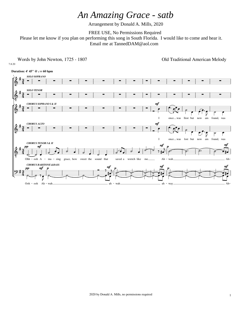 An Amazing Grace....SATB Sheet music for Soprano, Alto, Tenor (SATB ...