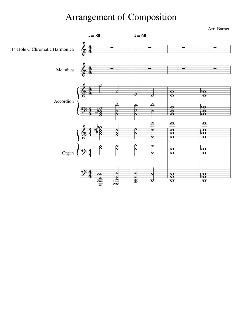 Arrangement of Composition Sheet music for Accordion, Organ, Harmonica ...