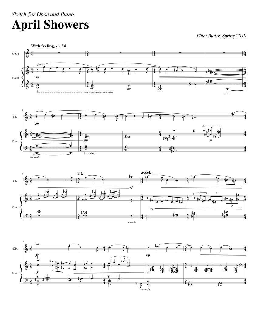 April Showers Sheet music for Piano, Oboe (Solo) | Musescore.com