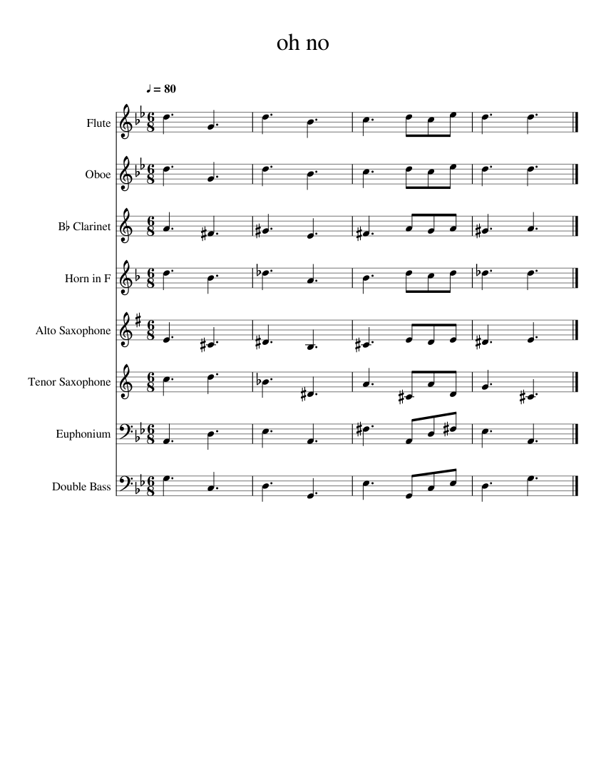 oh no Sheet music for Euphonium, Flute, Oboe, Clarinet in b-flat & more ...