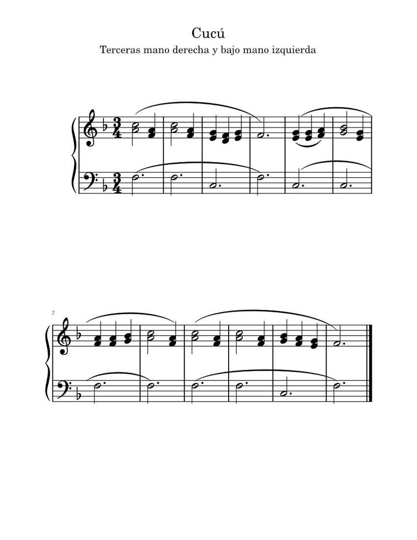 Cucú Sheet Music for Piano (Solo) easy | MuseScore.com