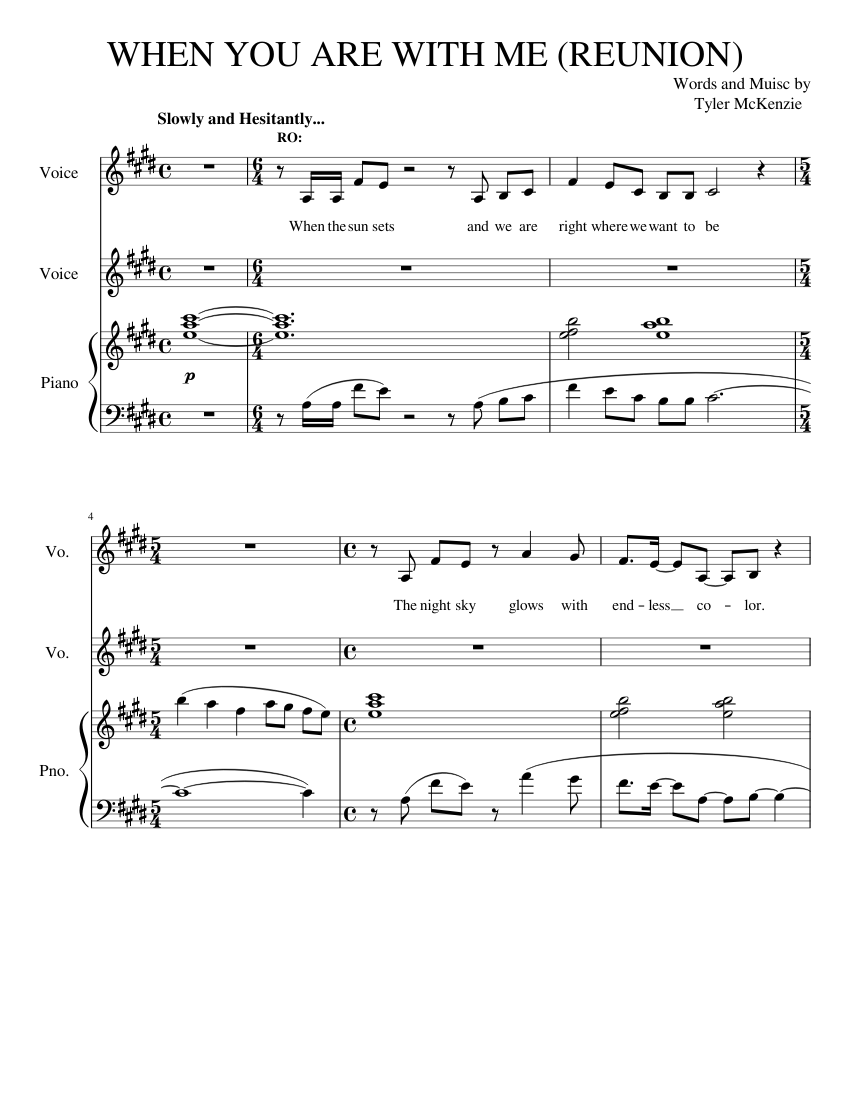 When You Are With Me (Reunion) (Marissa) Sheet music for Piano, Vocals ...