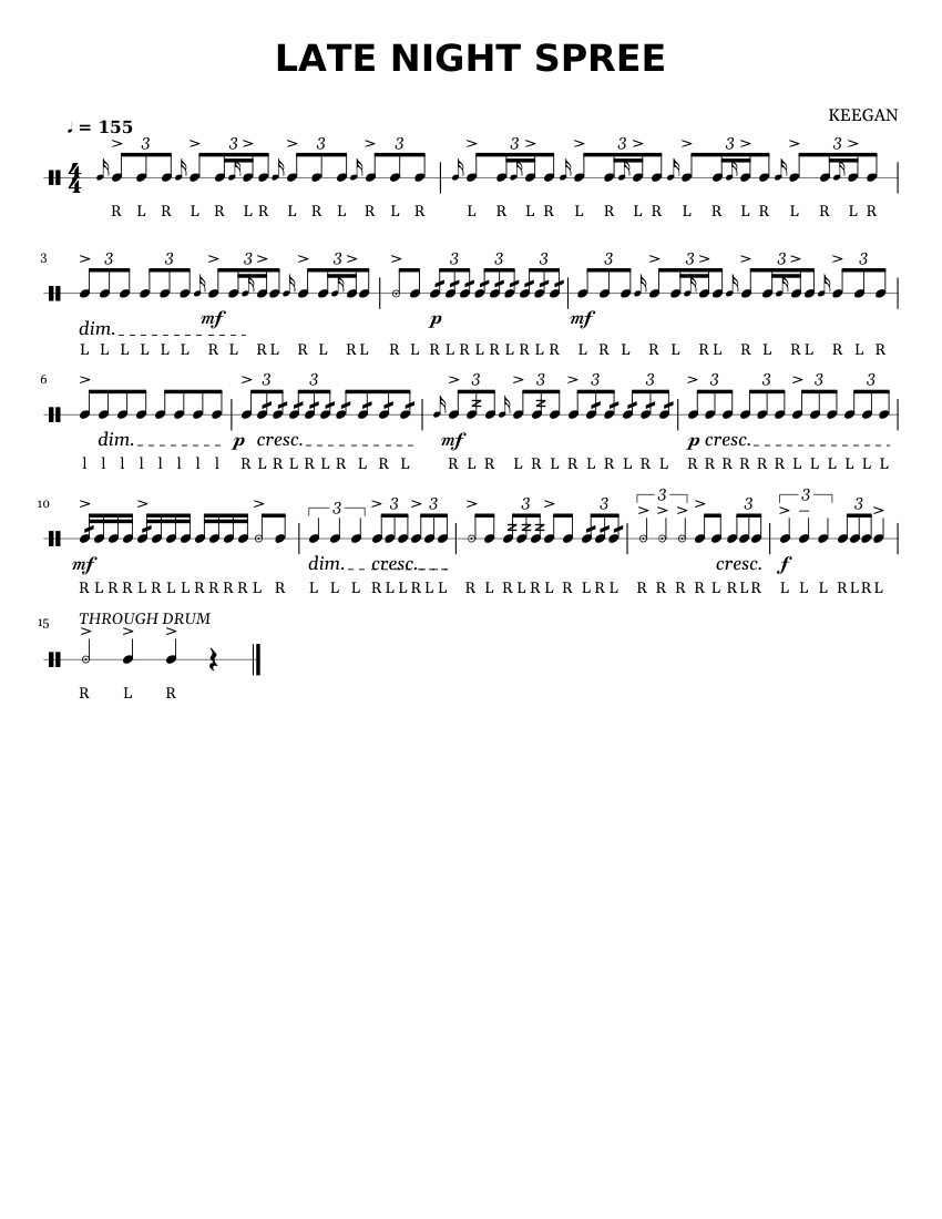 LATE NIGHT SPREE Sheet music for Snare drum (Solo) | Musescore.com