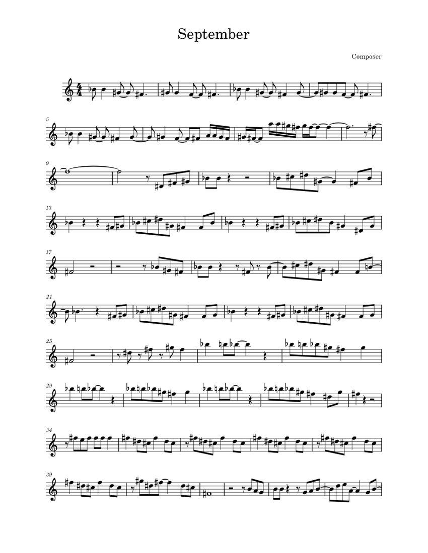 September – Earth, Wind & Fire Sheet Music for Piano (Solo) Easy ...