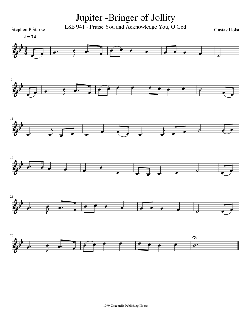 Jupiter -Bringer of Jollity Sheet music for Piano (Solo) | Musescore.com